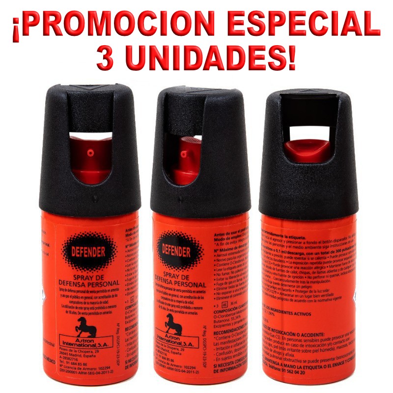 SPRAY PIMIENTA DEFENSA PERSONAL HOMOLOGADO DEFENDER 36ML